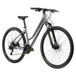 Crossrad KROSS "Crossrad Damen 28" Evado 5.0 grau 18 G&auml;nge" Gr. 48, grau, schwarz, Fahrr&auml;der, Damen, 48cm, 28 Zoll (71,12cm) hinten: 28 Zoll (71,12cm)