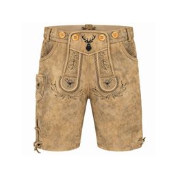 PAULGOS Lederhose Kurz Echtleder KK2 ANTIK in Sandbraun | Gr.: 158/164