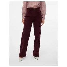V&eacute;ro Moda Cordhose VERO MODA "VMTESSA HR WIDE CORDUROY PANTS GA NOOS", Damen, Gr. 26, L&auml;nge 32, winetasting, Cord, Obermaterial: 98% Baumwolle, 2% Elasthan, unifarben, bequem normal, Hosen Cordhose