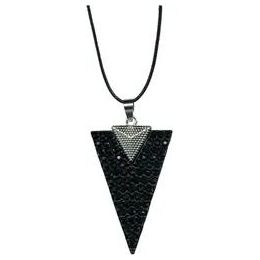 Lange Kette Firetti "Schmuck Geschenk Sparkling Triangle", metallfarben, schwarz, Halsketten, Damen, Kunststoff Metall Textil, L: 78, Kunststoff, Metall, Textil