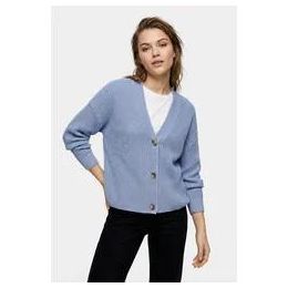 Strickjacke Only CARMAKOMA "CARCAROL NICE L/S CARDIGAN KNT NOOS", Damen, Gr. L, blau heron, Strick, Obermaterial: 100% Polyacryl, unifarben, regular fit h&uuml;ftlang, V-Ausschnitt, Rippb&uuml;ndchen, Strickjacken Strickjacke