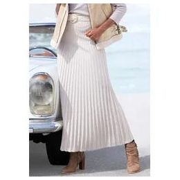 Strickrock Lascana, Damen, Gr. 42, beige (beige melange), Strick, Obermaterial: 100% Polyacryl, unifarben, figurumspielend kn&ouml;chellang, R&ouml;cke, in Plisseeoptik, eleganter Maxirock aus Strukturstrick