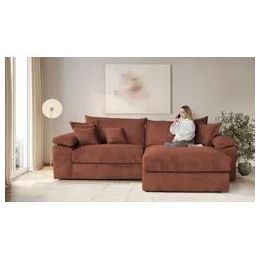 Ecksofa Home Affaire "Soft&Cosy XXL L-Form, B: 303 cm - OTTO. Verl&auml;ssliche Qualit&auml;t.", terracota, B:303cm T:187cm, 100% Polyester, Sofas, Ecksofa, Mega-Sofa, Cord oder Chenille-Struktur, mit Federkern & 4 Zierkissen, Topseller