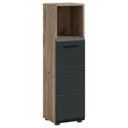 Midischrank Welltime "FLORENZ, TOPSELLER, H&ouml;he 110 cm, 1 T&uuml;r, 2 Fachb&ouml;den, 1 offenes Fach", schwarz (nox oak nb, schwarz matt), B:30cm H:110cm T:30cm, FSC-zertifizierter Holzwerkstoff, MDF, Schr&auml;nke, Midischrank, T&uuml;ranschlag wechselbar, hochwertige MDF Front, Badschrank, Bad