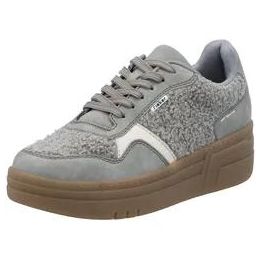 Plateausneaker Rieker, Damen, Gr. 41, wei&szlig; (grau, sanftes wei&szlig;), Lederimitat, Textil, Fellimitat, Schuhe Plateausneaker, Basket-Sneaker, Schn&uuml;rschuh, Halbschuh mit weichem Schaftrand