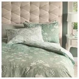 Wendebettw&auml;sche Laura Ashley "Parterre, aus Baumwoll-Satin", sage, B/L: 230cm x 220cm, 1 Stk., 2 Stk., Satin, B/L: 50cm x 75cm & 50cm x 75cm, 3 tlg., Satin, Obermaterial: 100% Baumwolle, Bettw&auml;sche, Wendebettw&auml;sche, mit floralem Muster, inkl 2 Kissenbez&uuml;ge
