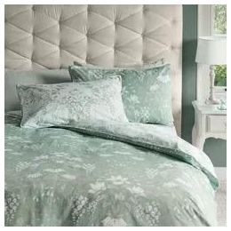 Wendebettw&auml;sche Laura Ashley "Parterre, aus Baumwoll-Satin", sage, B/L: 200cm x 200cm, 1 Stk., 2 Stk., Satin, B/L: 50cm x 75cm & 50cm x 75cm, 3 tlg., Satin, Obermaterial: 100% Baumwolle, Bettw&auml;sche, Wendebettw&auml;sche, mit floralem Muster, inkl 2 Kissenbez&uuml;ge