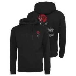 Mister Tee Kapuzensweatshirt MISTERTEE "MisterTee Herren Wild Rose Hoody", Herren, Gr. XS, schwarz, 100% Baumwolle, bedruckt, Sweatshirts