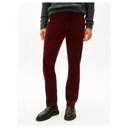 Cordhose Tommy Hilfiger "DENTON CORDUROY", Damen, Gr. 34, L&auml;nge 32, oxblood, Cord, Obermaterial: 98% Baumwolle, 2% Elasthan, unifarben, straight fit lang, Hosen Cordhose, Straight fit