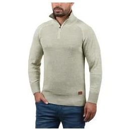Blend Troyer BLAU "BHGrandolf", Herren, Gr. M, beige (stone mix), Grobstrick, 100% Baumwolle, regular fit, ohne Ausschnitt, Raglan&auml;rmel, Pullover Troyer, Grobstrick-Troyer mit Stehkragen