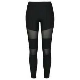 Leggings Urban Classics "Urban Classics Damen Ladies Tech Mesh Rib Leggings", Damen, Gr. S, US-Gr&ouml;&szlig;en, schwarz, 86% Polyamid, 14% Elasthan, unifarben, slim fit, Hosen Leggings