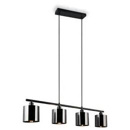 Trio REALITY LEUCHTEN Pendelleuchte "JASON, H&auml;ngelampe Esszimmerlampe, 4-flammig, exkl. 4xE14 max 10W", rauchgrau schwarz, 4, &Oslash; 12cm H: 150cm, 1 Stk., Leuchten, h&ouml;henverstellbar max 150cm, mit semi-transparenten Kunststoff-Schirmen, Pendelleuchte