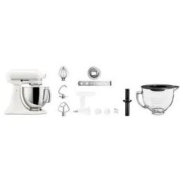 KitchenAid K&uuml;chenmaschine "5KSM125EPL", porzellan, B:2,1cm H:34,3cm T:33,8cm, K&uuml;chenmaschinen, Set aus K&uuml;chenmaschine mit Glassch&uuml;ssel und Fleischwolf, K&uuml;chenmaschine
