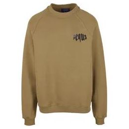 Rundhalspullover PEQUS "PEQUS PEQUS Mythic Chest Logo Sweater", Herren, Gr. S, olive gr&uuml;n, 100% Baumwolle, mehrfarbig, normal, Rundhals, Pullover Rundhalspullover