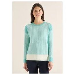 Strickpullover Street One, Damen, Gr. L (42), light foam blau, Web, 37% Baumwolle, 34% Polyacryl, 26% Polyester, 3% Elasthan, comfort fit normal, Rundhals, B&uuml;ndchen, Pullover Strickpullover, im soften Baumwoll-Mix
