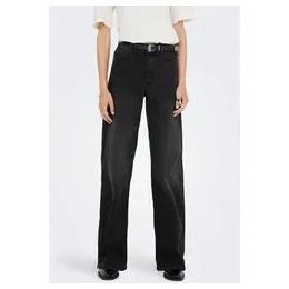 Jacqueline de Yong High-waist-Jeans JDY "JDYFELINA-FINA HW WIDE BLK JEANSDNM NOOS", Damen, Gr. S (36), L&auml;nge 30, schwarz (schwarz denim), Denim/Jeans, Obermaterial: 98% Baumwolle, 2% Elasthan, unifarben, Jeans High-Waist-Jeans