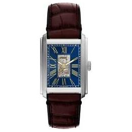 Automatikuhr Fossil "CARRAWAY", braun, blau, Armbanduhren, Herren, Automatikuhr, Armbanduhr, Herrenuhr, Mechanische Uhr, Lederarmband, analog