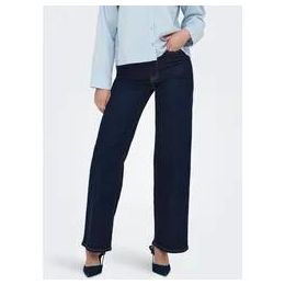 Jacqueline de Yong High-waist-Jeans JDY "JDYFELINA-FINA HW WIDE RINSE JNSDNM NOOS", Damen, Gr. L (40), L&auml;nge 30, blau (dunkelblau denim detail:rinse blau denim), Denim/Jeans, Obermaterial: 98% Baumwolle, 2% Elasthan, unifarben, Jeans High-Waist-Jeans