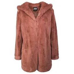 Parka Urban Classics "Urban Classics Damen Ladies Hooded Teddy Coat", Damen, Gr. M, schwarzrose, 100% Polyester, unifarben, oversize, Rundhals, Jacken Parka