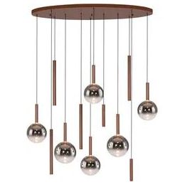 Paul Neuhaus LED Pendelleuchte "BOWL", braun, 12, H: 100cm, 1 Stk., Leuchten, Dimmbar &uuml;ber Lichtschalter, Memory, H&ouml;henverstellbar, Rauchgl&auml;ser, LED Pendelleuchte
