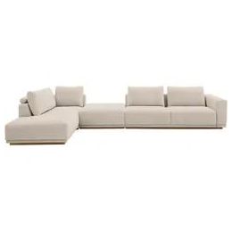 Wohnlandschaft Musterring, silber, B:395cm H:78cm T:202cm, 100% Polyester, Sofas, Wohnlandschaft, Anreihsofa mit Armlehne rechts, Eckteil links mit Kissen & Hocker