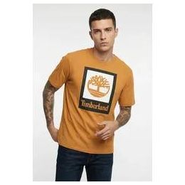 T-Shirt Timberland "STACK LOGO Colored Short Sleeve Tee", Herren, Gr. XXL, wheat boot, Jersey, Obermaterial: 100% Baumwolle, Rundhals, Shirts T-Shirt, UNISEX