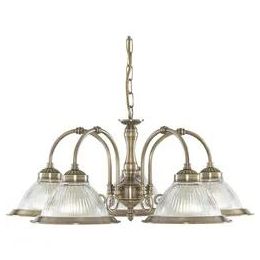 Searchlight H&auml;ngeleuchte "American Diner 5Lt Pendant - Antique Brass & Ribbed Glass", antikmessing, 5, &Oslash; 62cm H: 28cm, 1 Stk., Leuchten, H&auml;ngeleuchte