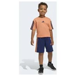 Trainingsanzug Adidas SPORTSWEAR "ESSENTIALS KIDS -SET", Jungen, Gr. 128, dusky orange, dunkelblau, Obermaterial: 100% Baumwolle, Sportanz&uuml;ge Trainingsanzug