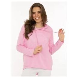 Hoodie Zwillingsherz "Moin", Damen, Gr. S/M, rosa baby, Sweatware, Obermaterial: 70% Baumwolle, 30% Polyester, comfort fit h&uuml;ftlang, hoch geschlossener Ausschnitt, Sweatshirts Hoodie, Kapuze, Kordelzug, Langarm, maritimer Schriftzug