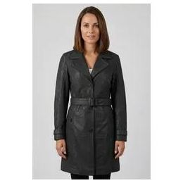 Trenchcoat Mauritius "MWLeoniz", Damen, Gr. XL (42), schwarz, Obermaterial: 100% Schafsleder. Futter: 100% Polyester. &Auml;rmelfutter: 100% Polyester, unifarben, regular fit Po-bedeckend, M&auml;ntel, aus Echtleder, mit Tailleng&uuml;rtel