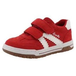 Klettschuh Lurchi "Berry", Kinder, Gr. 32, rot, wei&szlig;, Leder, Veloursleder, Schuhe Klettschuh, Sneaker, Halbschuh, Freizeitschuh, Gr&ouml;&szlig;enschablone zum Download