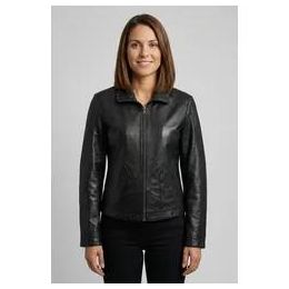 Lederjacke Mauritius "MWKaroh", Damen, Gr. L (40), schwarz, Obermaterial: 100% Schafsleder. Futter: 90% Baumwolle, 10% Polyester. &Auml;rmelfutter: 100% Polyester, unifarben, regular fit h&uuml;ftlang, angesetztes B&uuml;ndchen mit Schlitz, Jacken, mit Umlegekragen