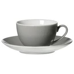 Ritzenhoff & Breker Tasse RITZENHOFF & BREKER "Kaffeetasse mit Untertasse Doppio 200 ml", grau, 2 tlg., Porzellan, Trinkgef&auml;&szlig;e, Tasse