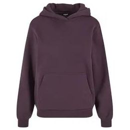 Kapuzenpullover Urban Classics "Urban Classics Ladies Fluffy Hoody", Damen, Gr. M, plumlila, 70% Baumwolle, 30% Polyester, unifarben, normal, ohne Ausschnitt, Pullover Kapuzenpullover