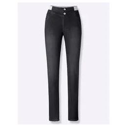 Bequeme Jeans Casual Looks, Damen, Gr. 19, Kurzgr&ouml;&szlig;en, schwarz (schwarz, denim), 81% Baumwolle, 17% Polyester, 2% Elasthan, unifarben, lang, Jeans