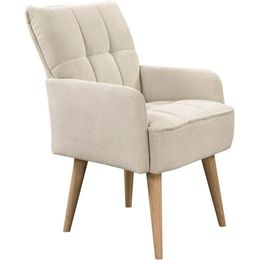 Armlehnstuhl exxpo - SOFA FASHION "Latte", beige, B/H/T: 58cm x 94cm x 69cm, Webstoff fein, St&uuml;hle, Armlehnstuhl, Esszimmerstuhl, Esszimmersessel