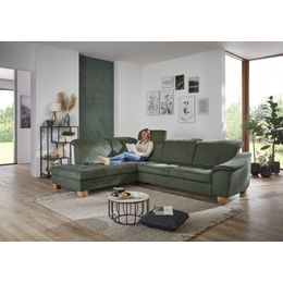 Ecksofa DIE PLANBAR, B:299cm H:88cm T:243cmmoos, 100% recyceltes Polyester, Wohnzimmer, Sofas, "PP-LA23145 L-Form", inkl. Kopfpolsterverstellung,