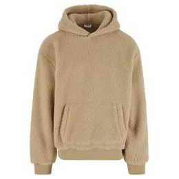 Kapuzensweatshirt Urban Classics "Urban Classics Oversized Teddy Hoody", Herren, Gr. M, unionbeige, 100% Polyester, unifarben, Sweatshirts