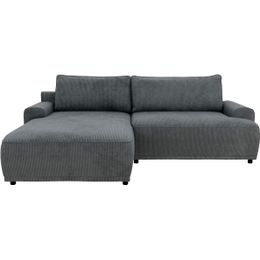 Ecksofa Trendmanufaktur "Fordon, Schlafsofa mit Bettkasten, Couch in L-Form, Breite 250 cm", grau (dunkelgrau), B:250cm H:82cm T:167cm, 92% Polyester, 8% Polyamide, Sofas, Ecksofa, in Cordstoff HYPER, dunkelgrau, Recamiere links