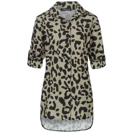 CLOUD 5IVE Damen Klassische Bluse "CLOUD 5IVE Leo All Over Turn-Up Bluse"gr&uuml;n, schwarz, Gr. S, 100% Polyester, Blusen