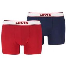 Levi's Boxershorts LEVI'S "LEVIS MEN VNTG HTR BOXER BRIEF 2P", Damen, Gr. L, rot, navy, Obermaterial: 95% Baumwolle, 5% Elasthan, k&ouml;rpernah, Unterhosen, ohne Eingriff, uni, meliert, Logo-Bund, elastisch