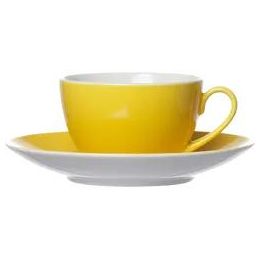 Ritzenhoff & Breker Tasse RITZENHOFF & BREKER "Kaffeetasse mit Untertasse Doppio 200 ml", gelb, 2 tlg., Porzellan, Trinkgef&auml;&szlig;e, Tasse