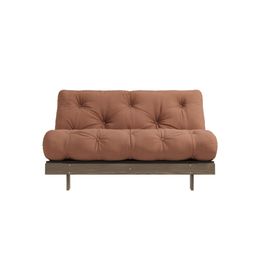 Daybett Karup Design "Roots Sofa Bed, Schlafsofa, Daybett, Bettfunktion, FSC-Massivholz", braun (clay braun), B:140cm H:85cm, Bezug: 80% Baumwolle, 20% Polyester, Daybetten, Inkl. Futonmatratze. Mehrere Gr&ouml;&szlig;en & Farben, Made in Europe