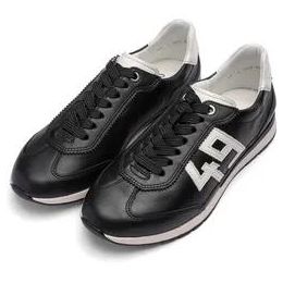 Sneaker Ara "PORTOFINO", Herren, Gr. 38, schwarz, creme, Glattleder, Schuhe Sneaker, Freizeitschuh, Halbschuh, Schn&uuml;rschuh in Bequemweite G 1/2 (= weit)
