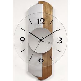 Wanduhr AMS "W9211", braun (eichefarben), Wanduhren, B/H/L: 27cm x 6cm x 42cm, Wanduhr, Made in Germany,Holz,Wohnzimmer,Esszimmer,K&uuml;che,Arbeitszimmer,Flur