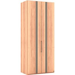 Kleiderschrank Musterring "Sorrent, Kleiderschrank, teilmassiv Eiche", braun, B:100cm H:236cm, Schr&auml;nke, Kleiderschrank, T&uuml;ren in Eiche massiv mit Absetzung in Schiefer, verschiedene Ma&szlig;e
