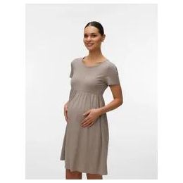 Jerseykleid MAMALICIOUS "MLMIA SS JRS ABK SKATER DRESS NOOS", Damen, Gr. S, N-Gr, moon rock, Jersey, Obermaterial: 95% Baumwolle, 5% Elasthan, unifarben, regular fit kniefrei, Rundhals, Kleider Jerseykleid, Sommerkleid