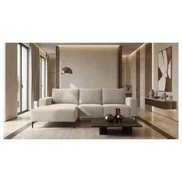 Ecksofa Home Affaire "Tournon L-Form, Breite 232 cm, Breitcord", creme, B:232cm H:85cm T:152cm, 90% Polyester, 10% Nylon, Sofas, Ecksofa, Designsofa im nordischen Stil, Wellenunterfederung, Metallf&uuml;&szlig;e