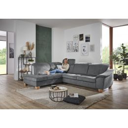Ecksofa DIE PLANBAR "PP-LA23145 L-Form", anthrazit, B:299cm H:88cm T:243cm, 100% recyceltes Polyester, Sofas, Ecksofa, inkl. Kopfpolsterverstellung, Federkernpolsterung