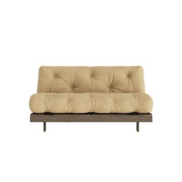 Daybett Karup Design "Roots Sofa Bed, Schlafsofa, Daybett, Bettfunktion, FSC-Massivholz", gelb (wheat beige), B:160cm H:85cm, Bezug: 80% Baumwolle, 20% Polyester, Daybetten, Inkl. Futonmatratze. Mehrere Gr&ouml;&szlig;en & Farben, Made in Europe